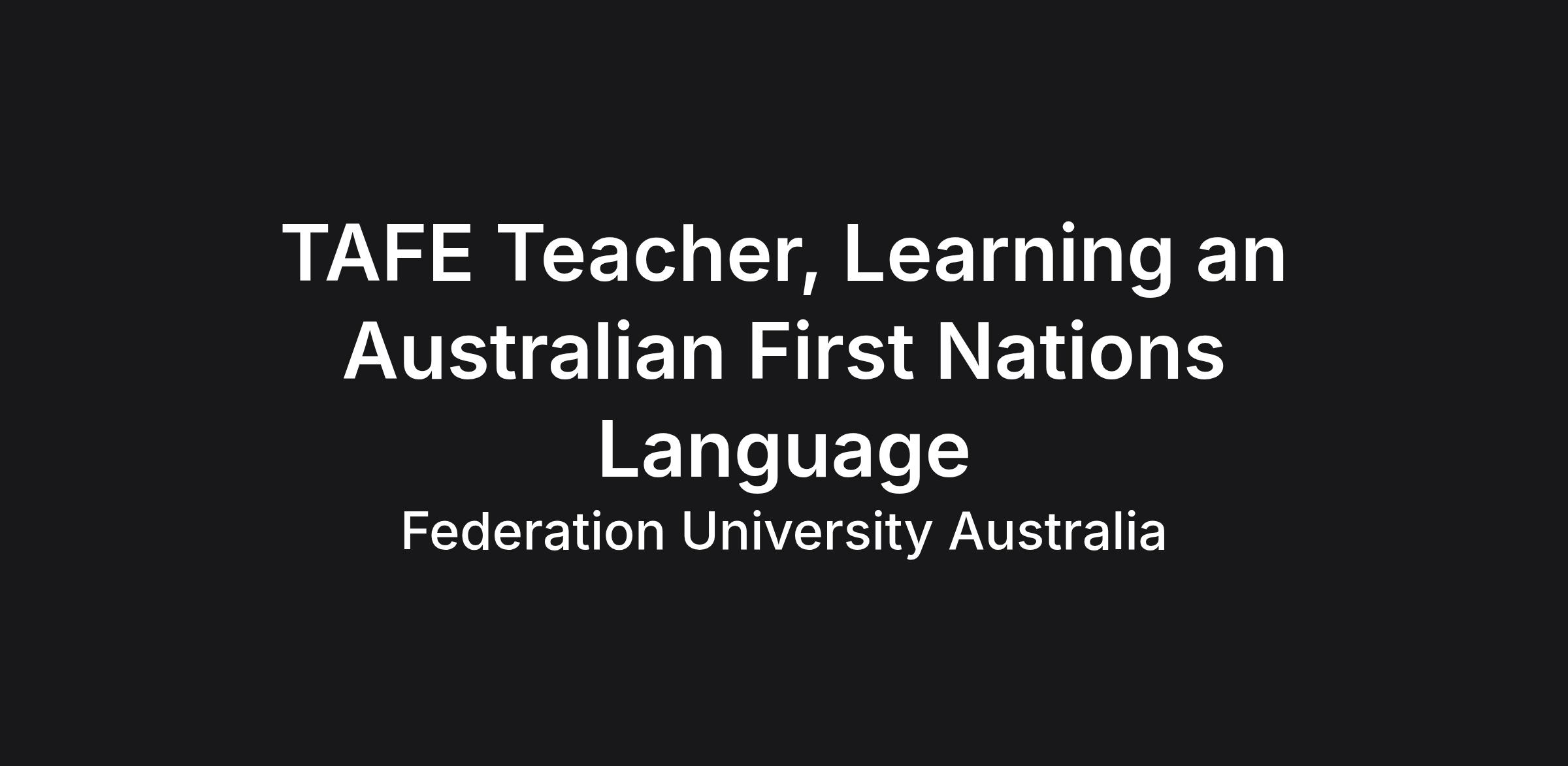 TAFE Teacher, Learning an | First Nations Job Board – Barayamal